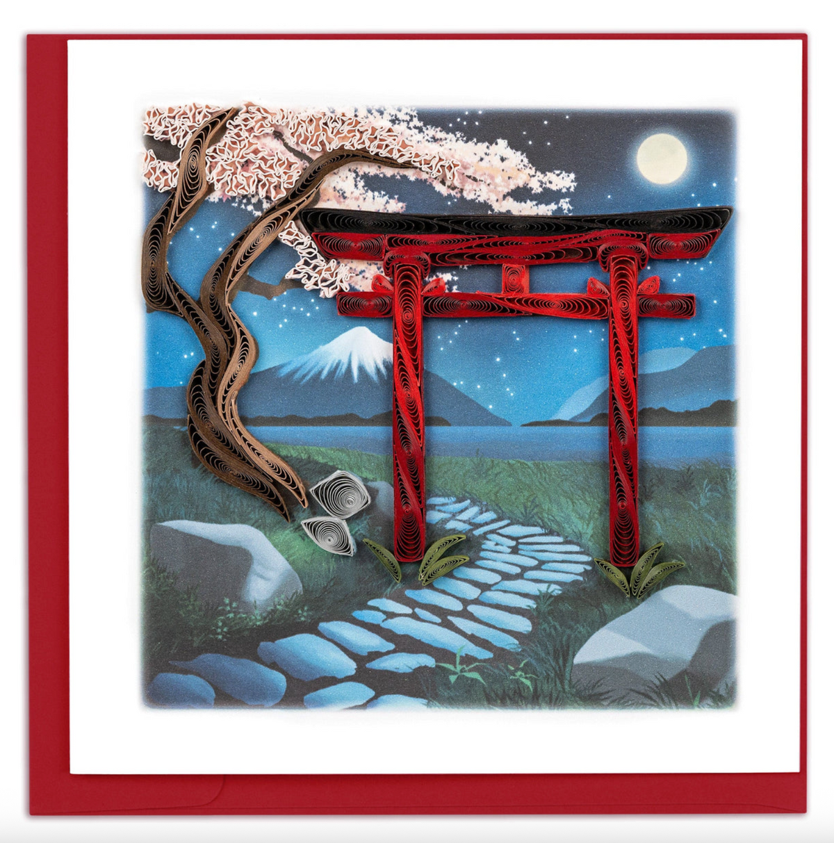 Torii Gate Blank Quilling Card — Bird in Hand